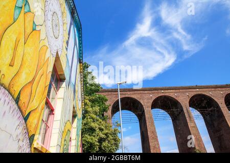 Victorian brick built railway viaduct archways across the Bourne Valley ...