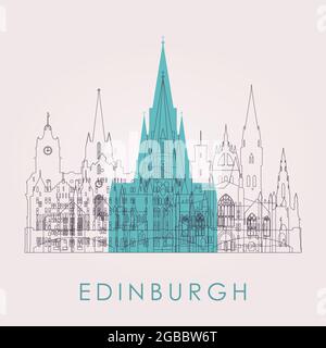Edinburgh cityscape line art vector illustration Stock Vector Image ...