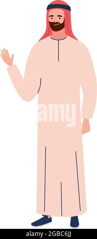 Arab man wearing traditional headdress. Saudi thobe clothes, islamic ...