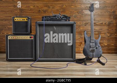 big professional stage amplifier in work on live concert Stock Photo ...