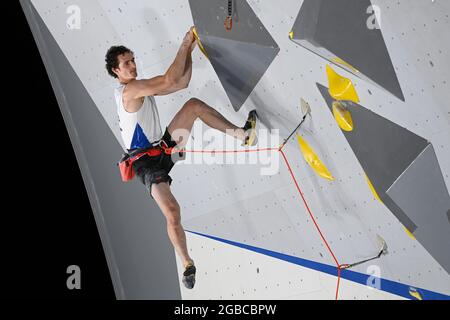 Czech climber Adam Ondra attends bouldering qualification during the ...