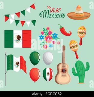 bundle of traditional mexico icons vector illustration design Stock ...