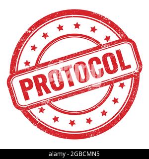 PROTOCOL text on red grungy vintage rubber stamp Stock Photo - Alamy