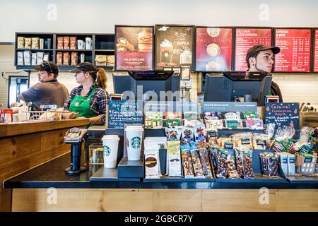 Starbucks interior counter display Stock Photo - Alamy