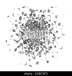 Explosion Cloud of Grey Pieces on Red Background. Sharp Particles ...