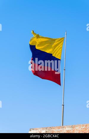 A Colombian flag is streaming in the wind Stock Photo - Alamy