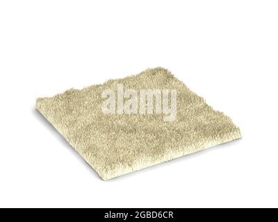 Fluffy square rug. 3d illustration isolated on white background. Wool ...