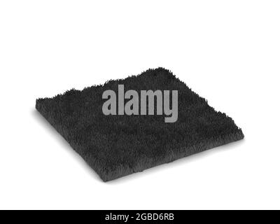 Fluffy square rug. 3d illustration isolated on white background. Wool ...