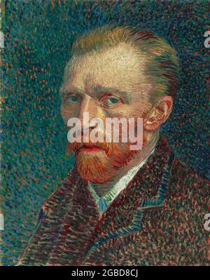 A Self Portrait, painted by Vincent Van Gogh in 1889. At the Musee D ...