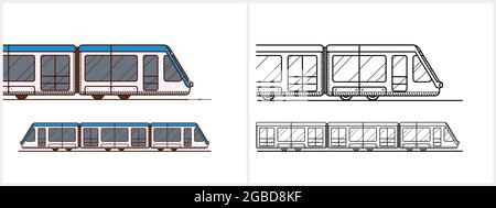 Metro train coloring page. Subway metro side view Stock Vector Image ...