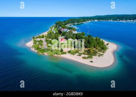 Little Traverse Bay Lighthouse in Harbor Springs Michigan Stock Photo ...
