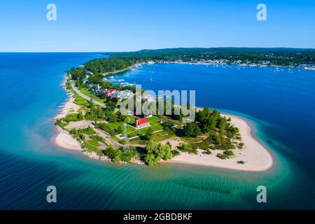 Little Traverse Bay Lighthouse in Harbor Springs Michigan Stock Photo ...