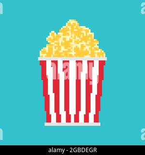 Popcorn pixel art isolated. 8 bit Sweetness vector illustration Stock ...