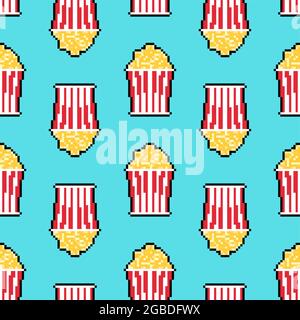 vector pixel art popcorn isolated cartoon Stock Vector Image & Art - Alamy