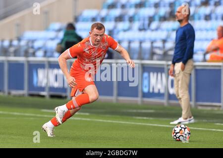Shayne Lavery of Blackpool breaks with the ball in, on 8/3/2021. (Photo ...