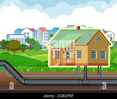 Water supply system. Water system pump house from the groundwater ...