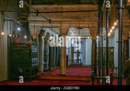 Inside renovation with construction scaffolding of the Beyazit Mosque ...