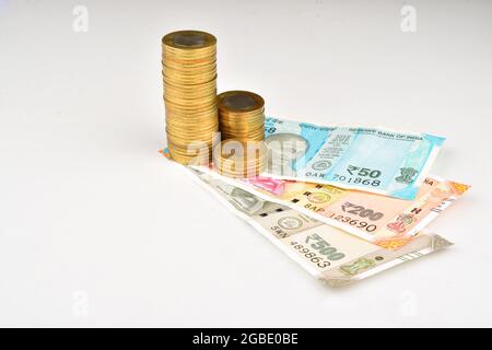 Indian currency note isolated on white background with clipping path ...