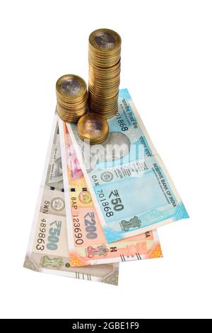 Indian rupees currency isolated on white background with clipping path ...
