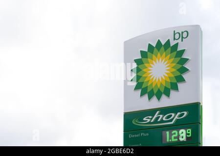 BP Fuel Station Sign and Price board Stock Photo - Alamy