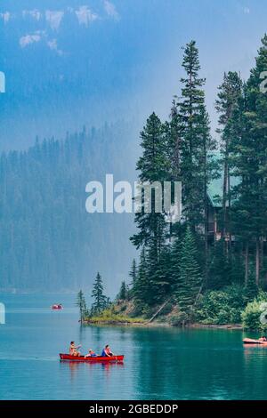 Canoes, Emerald Lake, Yoho National Park, British Columbia, Canada ...