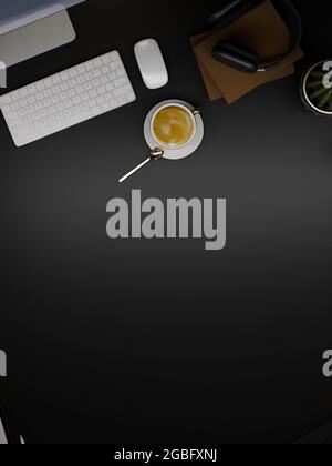 3D rendering of a black flat computer screen with a camera isolated on ...