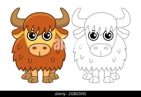 Dot to Dot Yak Animal Isolated Coloring Page Stock Vector Image & Art ...