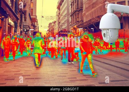 CCTV for Simulation of body temperature check by thermoscan or infrared ...