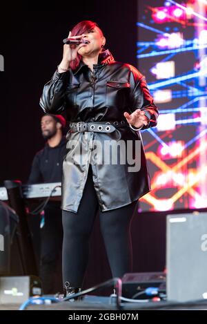 Gabrielle singer, performing at Fantasia music festival in Maldon ...