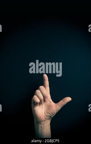 American sign language L Stock Photo - Alamy
