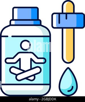 Sedative drops RGB color icon for dark theme. Reduce tension, anxiety ...