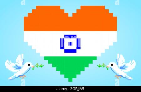 india Pixel Art pattern isolated on Background Stock Photo - Alamy