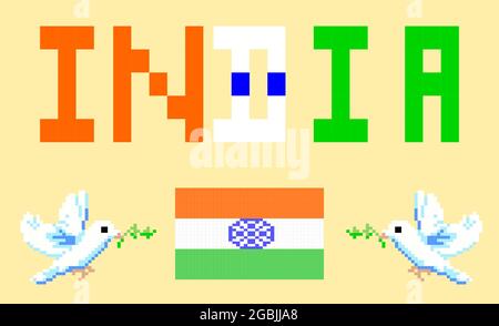 india Pixel Art pattern isolated on Background Stock Photo - Alamy