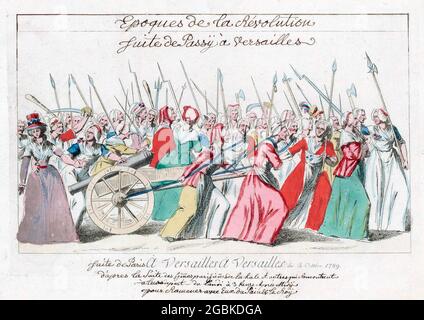 Women’s March on Versailles, 5-6 october 1789.A crowd of women march to ...