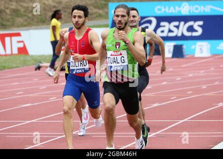 CULTRU Sacha , TUAL Gabriel 800 M Mens during the 2021 Athletics French ...