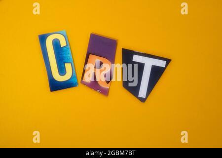 "Critical Race Theory (CRT)" using cut-out paper letters in the ransom ...