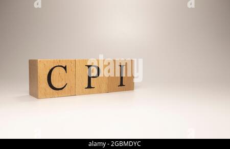 Inflation ,was created from wooden cubes. Finance and Banking. Close-up ...