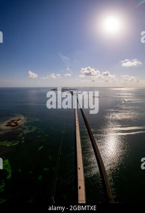 Aerial panorama 7 Mile Bridge Florida Keys Stock Photo - Alamy
