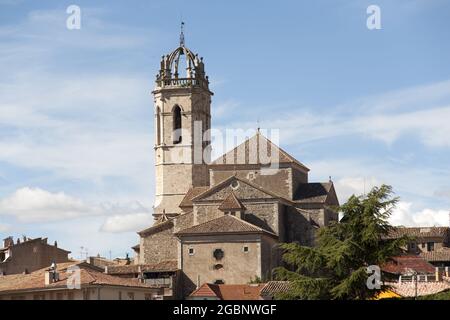 Santa Maria Church in Moia, Catalonia. Small mediterranean village in ...