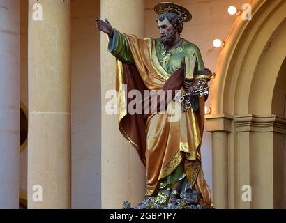 BIRZEBBUGA, MALTA - Jul 27, 2015: The statue of Saint Peter coming out ...