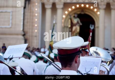 BIRZEBBUGA, MALTA - Jul 27, 2015: The statue of Saint Peter coming out ...