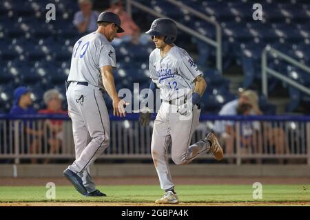 Aug 04, 2021: Pensacola Blue Wahoos pitcher Dylan Bice (33) pitches ...