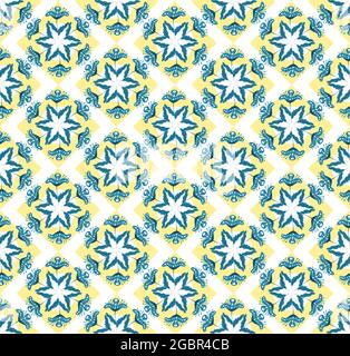 Sicilian Blue Ceramic tile pattern, repeating texture print, background ...