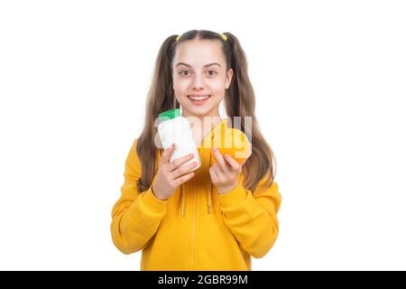 effervescent tablet for kids. happy girl presenting vitamin c. organic ...