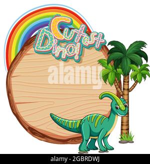 Empty board template with cute dinosaur cartoon character on white ...