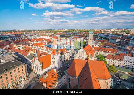 Munich historical center panoramic aerial cityscape view in Germany ...