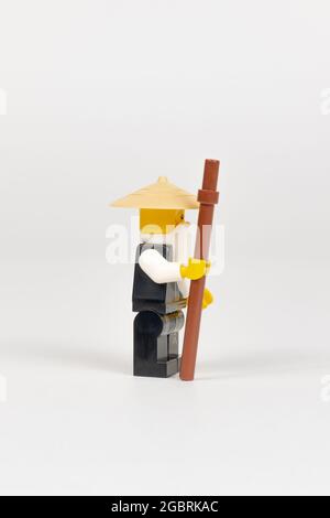 Master Wu lego ninjago minifigure toy with reflection and white ...