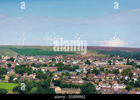 Windmills on Thornton moor above the council estates in the West ...