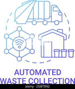 Automated waste collection gradient blue concept icon. Waste management ...