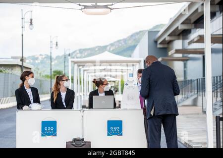 Trieste, Italy. 05th Aug, 2021. The red area limits access only to ...